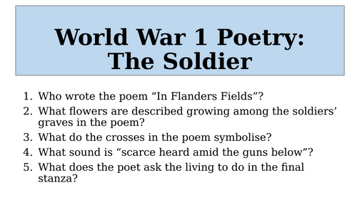 World War 1 Poetry KS3 SOW | Teaching Resources