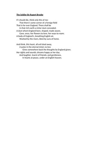 World War 1 Poetry KS3 SOW | Teaching Resources