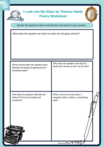 I Look into My Glass by Thomas Hardy Poetry Worksheet | Teaching Resources