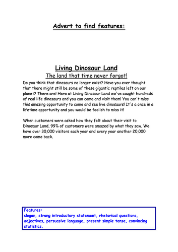 Identifying Features of an Advertisement and Persuasive Techniques (KS2 ...