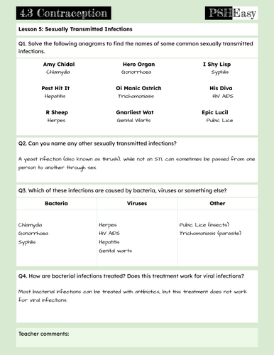 4.3.5 Sexually Transmitted Infections Lesson Pack | Teaching Resources