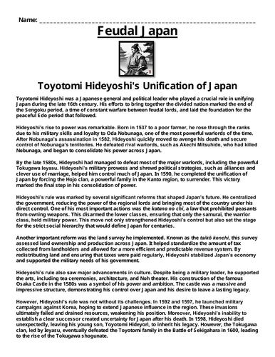 Feudal Japan Unit Assignment Bundle (32 Articles w/ Questions ...