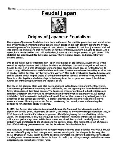 Feudal Japan Unit Assignment Bundle (32 Articles w/ Questions ...