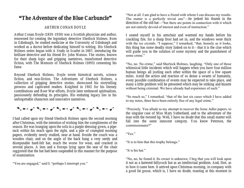 The Adventure of the Blue Carbuncle by Arthur Conan Doyle w/ Reading ...
