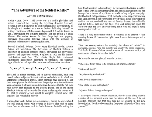 The Adventure of the Noble Bachelor by Arthur Conan Doyle w/ Reading ...