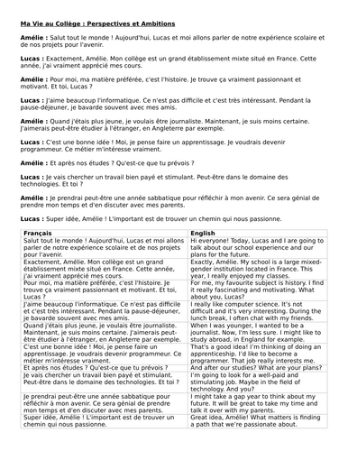 PODCAST 19. FRENCH GCSE/IGCSE & AB INITIO: Ma vie au collège | Teaching ...
