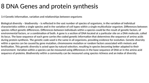 AQA A-level biology 3.4 Genetic information 3.4.1 DNA genes ...