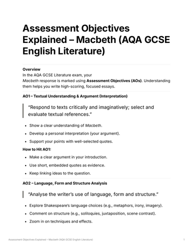 Macbeth GCSE Bundle for AQA | Complete Scheme of Work, Lessons, Essay ...