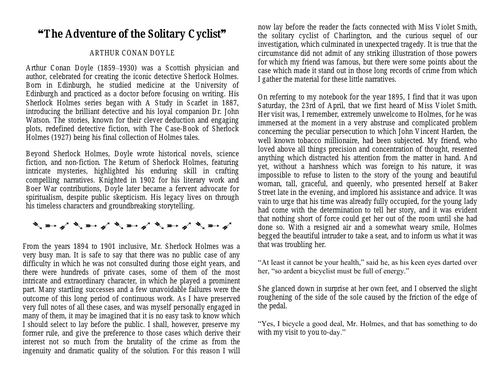 The Adventure of the Solitary Cyclist by Arthur Conan Doyle w/ Reading ...