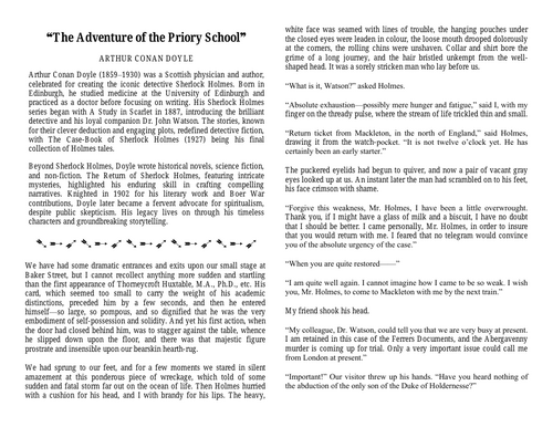 The Adventure of the Priory School by Arthur Conan Doyle w/ Reading ...
