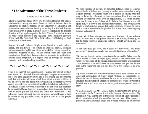 The Adventure of the Three Students by Arthur Conan Doyle w/ Reading ...