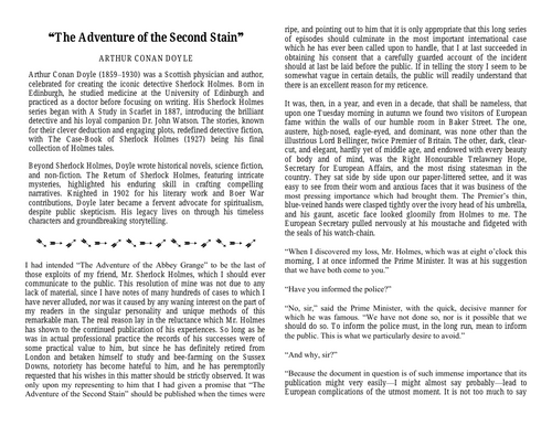 The Adventure of the Second Stain by Arthur Conan Doyle w/ Reading ...
