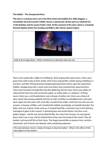 KS3 11+ SATs The Hobbit Extract Unexpected Party Chapter 1 Extract ...