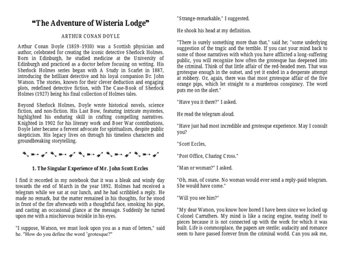 The Adventure of Wisteria Lodge by Arthur Conan Doyle w/ Reading ...