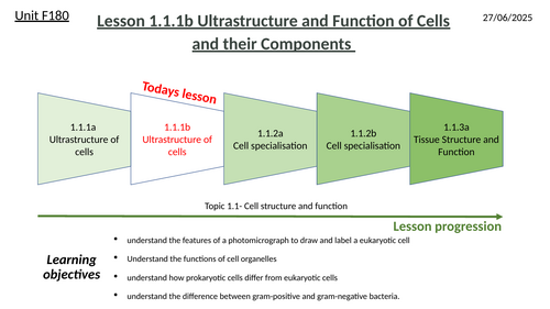 OCR AAQ F180 Biology B1.1 Lesson 1 Cell Ultrastructure | Teaching Resources