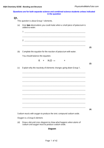 AQA - GCSE CHEMISTRY BONDING, STRUCTURE AND PROPERTIES OF MATTER ...