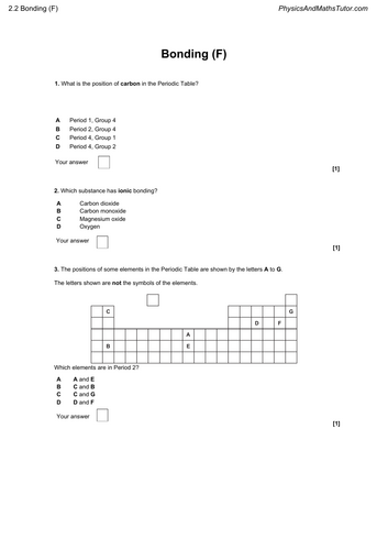 OCR A - GCSE CHEMISTRY BONDING, STRUCTURE AND PROPERTIES OF MATTER ...
