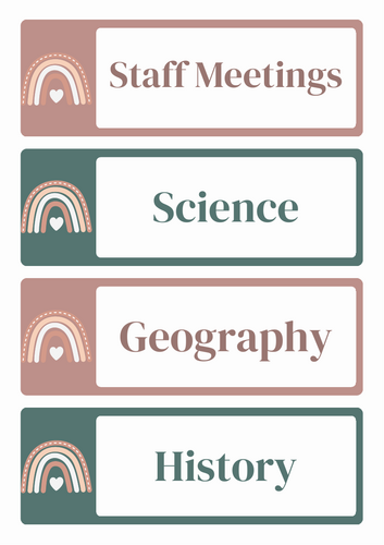 Rainbow Classroom Folder Labels – Printable Subject & Admin Labels for ...