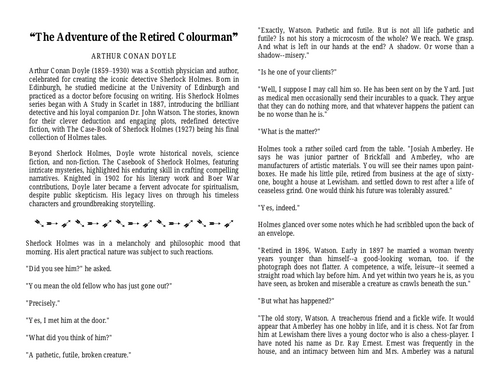 The Adventure of the Retired Colourman by Arthur Conan Doyle w/ Reading ...