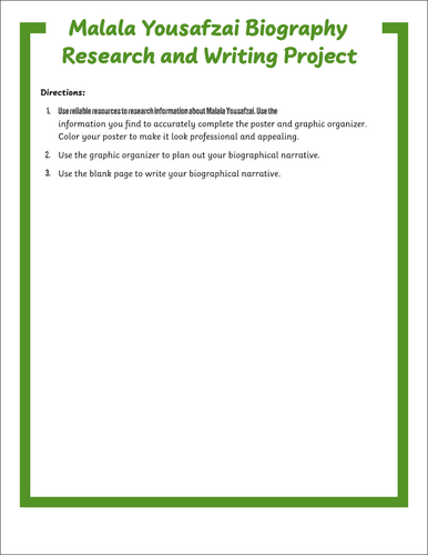 Malala Yousafzai Biography Research Activity | Women's History Month ...