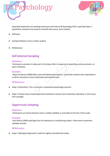 IB Psychology (2027) Outline documents/handouts, key terms, course ...
