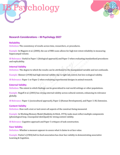 IB Psychology (2027) Outline documents/handouts, key terms, course ...