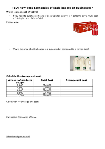 Economies vs Diseconomies of scale | Teaching Resources