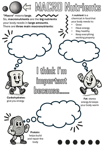Important Nutrients Worksheets KS3 Food - Hospitality and Catering ...