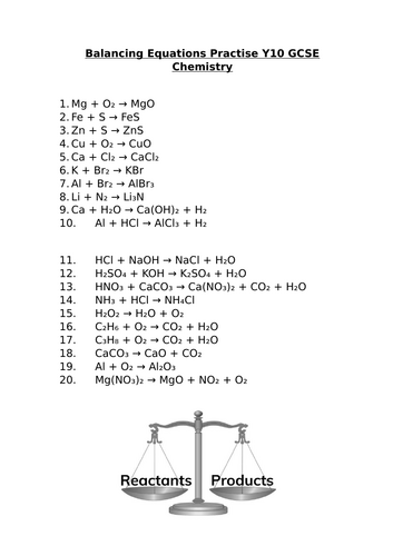 GCSE Chemistry - Balancing Equations & Conservation of Mass | Teaching ...