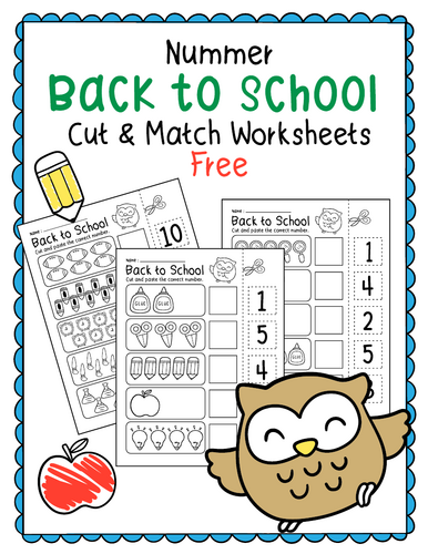 Count back to school number 1-10 Cut and Paste Match to 10 Worksheets ...