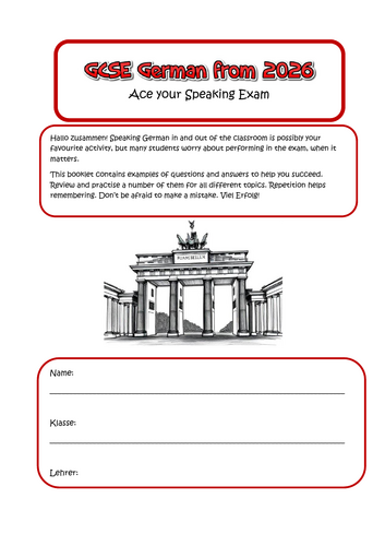 Ace your German Speaking Exam GCSE 2026 | Teaching Resources