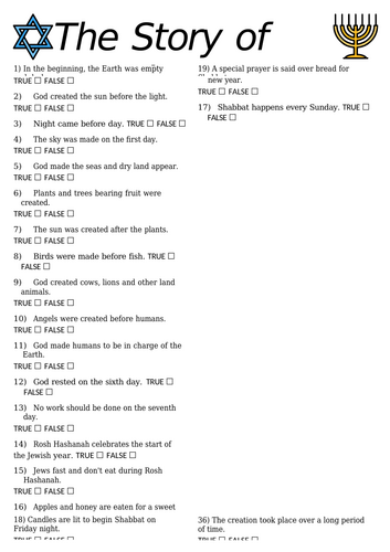 Judaism creation story Y7 Judaism | Teaching Resources