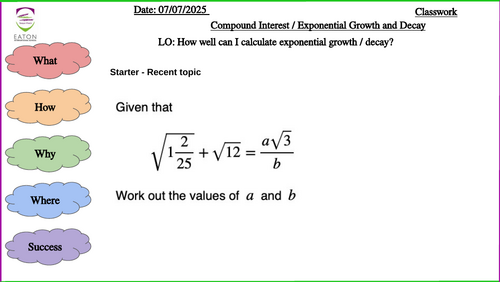 Compound Interest / Exponential growth and Decay | Teaching Resources