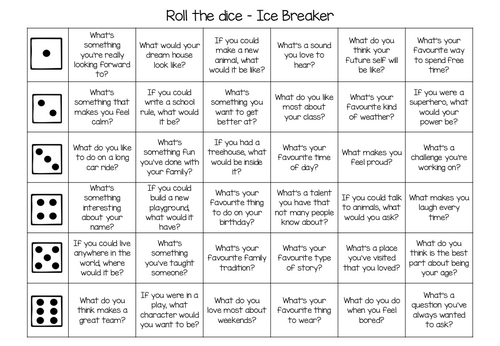 Roll the Dice Ice Breakers – Back to School Game for all ages ...