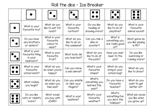 Roll the Dice Ice Breakers – Back to School Game for all ages ...