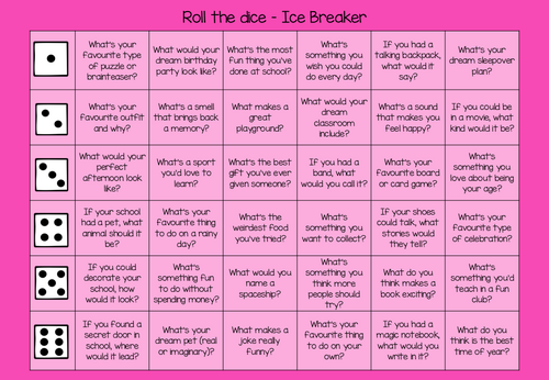 Roll the Dice Ice Breakers – Back to School Game for all ages ...