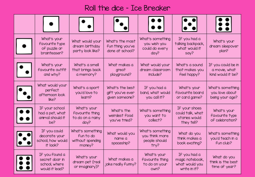 Roll the Dice Ice Breakers – Back to School Game for all ages ...