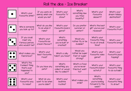Roll the Dice Ice Breakers – Back to School Game for all ages ...