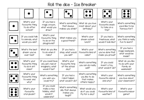 Roll the Dice Ice Breakers – Back to School Game for all ages ...