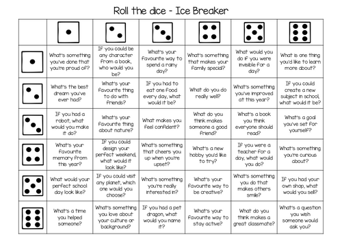 Roll the Dice Ice Breakers – Back to School Game for all ages ...