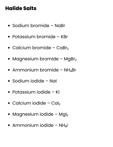 list of 100 salts and their formulas | Teaching Resources