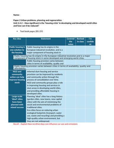 iAL Geography edexcel - Paper 2. 2.4.3 Urban planning. All 6 syllabus ...
