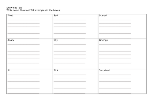 Show not Tell Activity | Teaching Resources