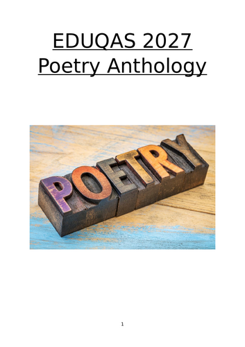 Eduqas 2027 NEW poetry anthology notes | Teaching Resources