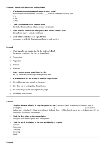 Persuasive writing unit - The Great Kapok Tree Year 4 | Teaching Resources