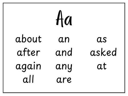Reception, Year 1 and Year 2 HFW and CEW - Alphabetical Posters ...