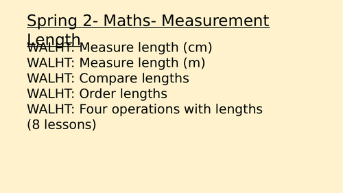 Year 2 Maths Length m cm compare, order and measure 8 lessons ...
