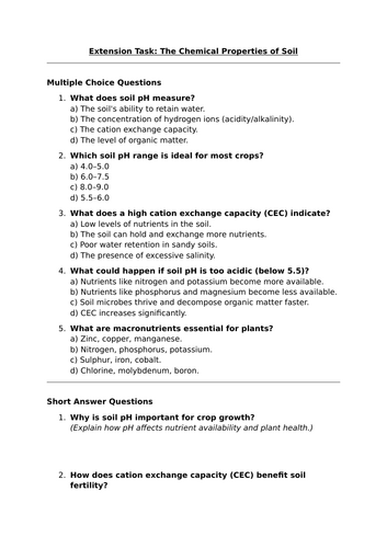The chemical properties of soil | Teaching Resources
