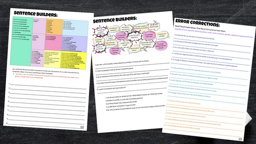 French Writing practise - Les vacances (holidays) | Teaching Resources