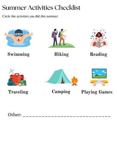 what i did over the summer worksheet | Teaching Resources
